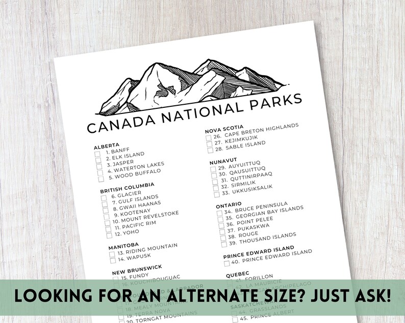 Canada National Park Checklist Printable | Canada National Parks ...