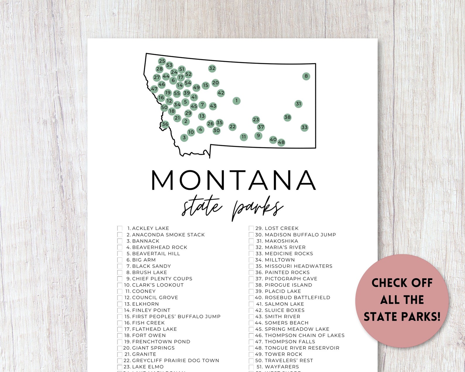 Montana State Park Map Printable | State Park Checklist | State Parks ...