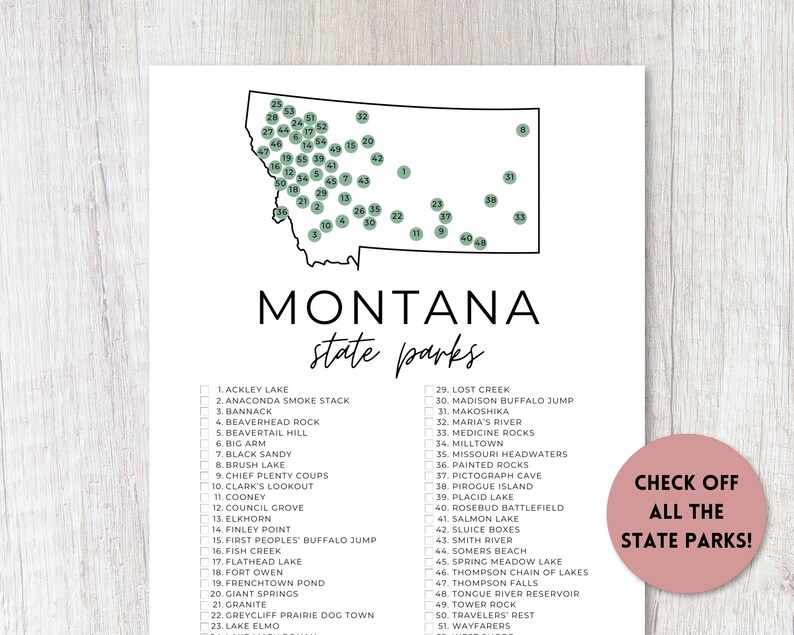 Montana State Park Map Printable | State Park Checklist | State Parks ...