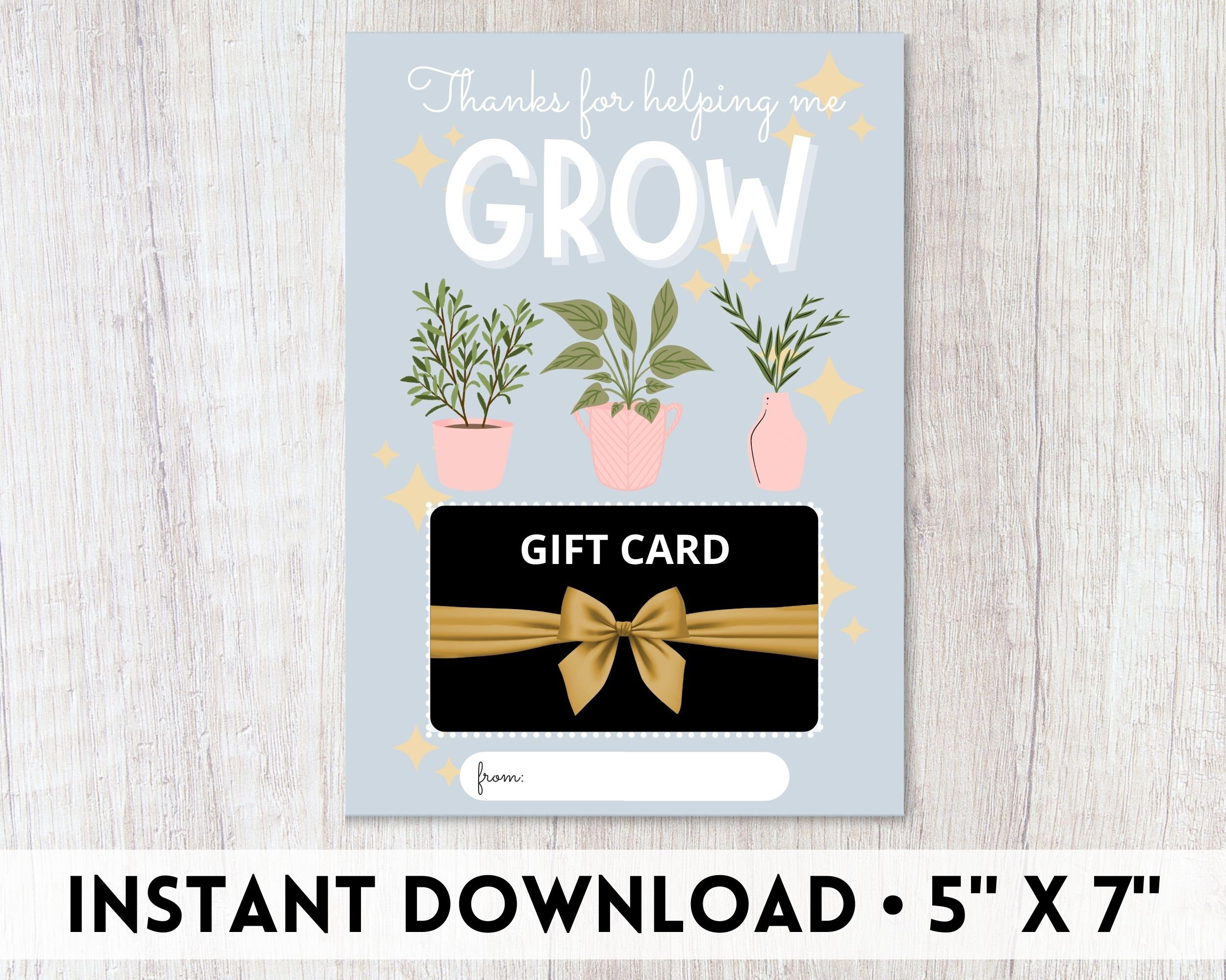 Gift Card Holder Printable | Plant Gift Tags | Grow Gift | Daycare ...