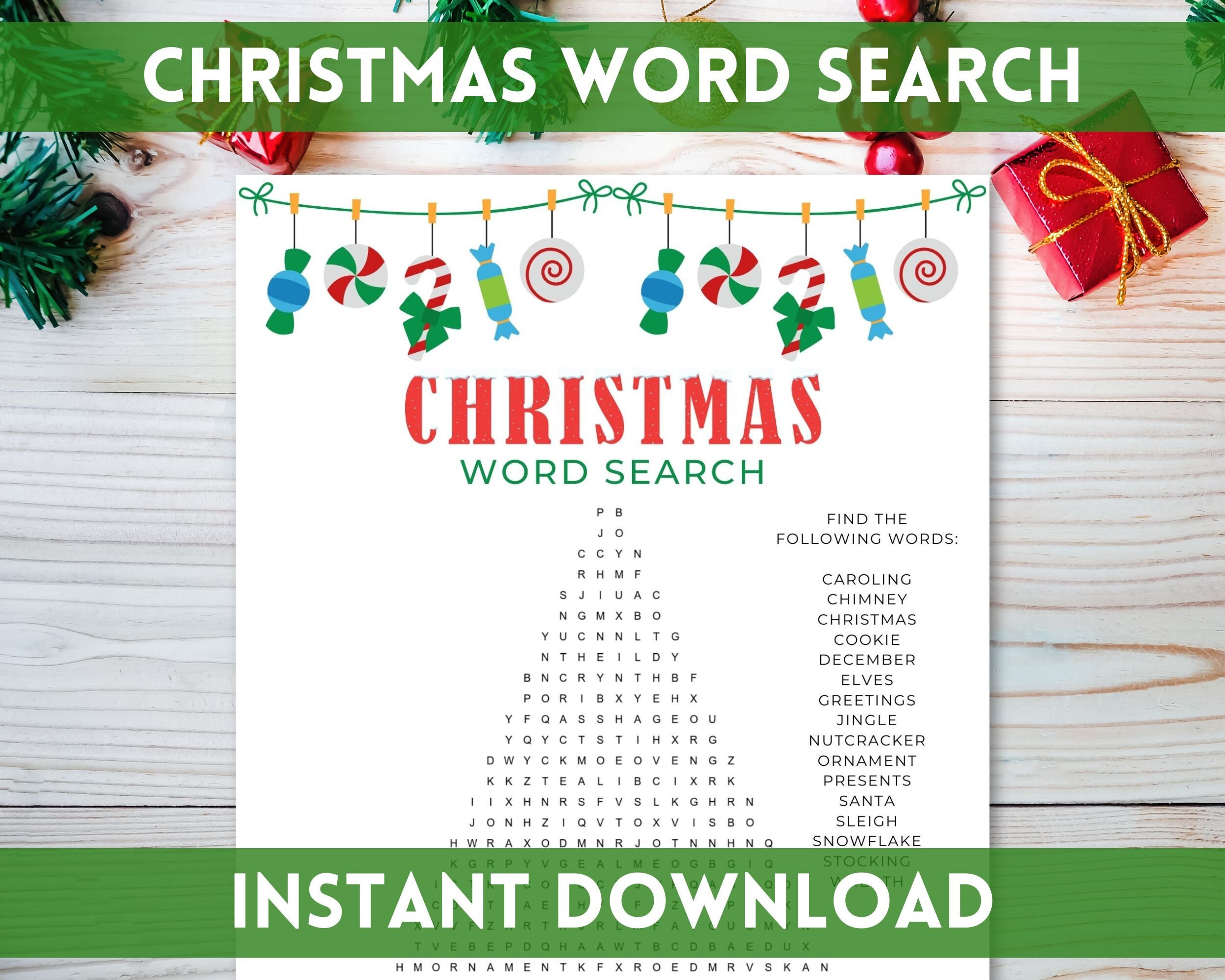 Christmas Word Search Printable Christmas Game for Kids Christmas Party ...