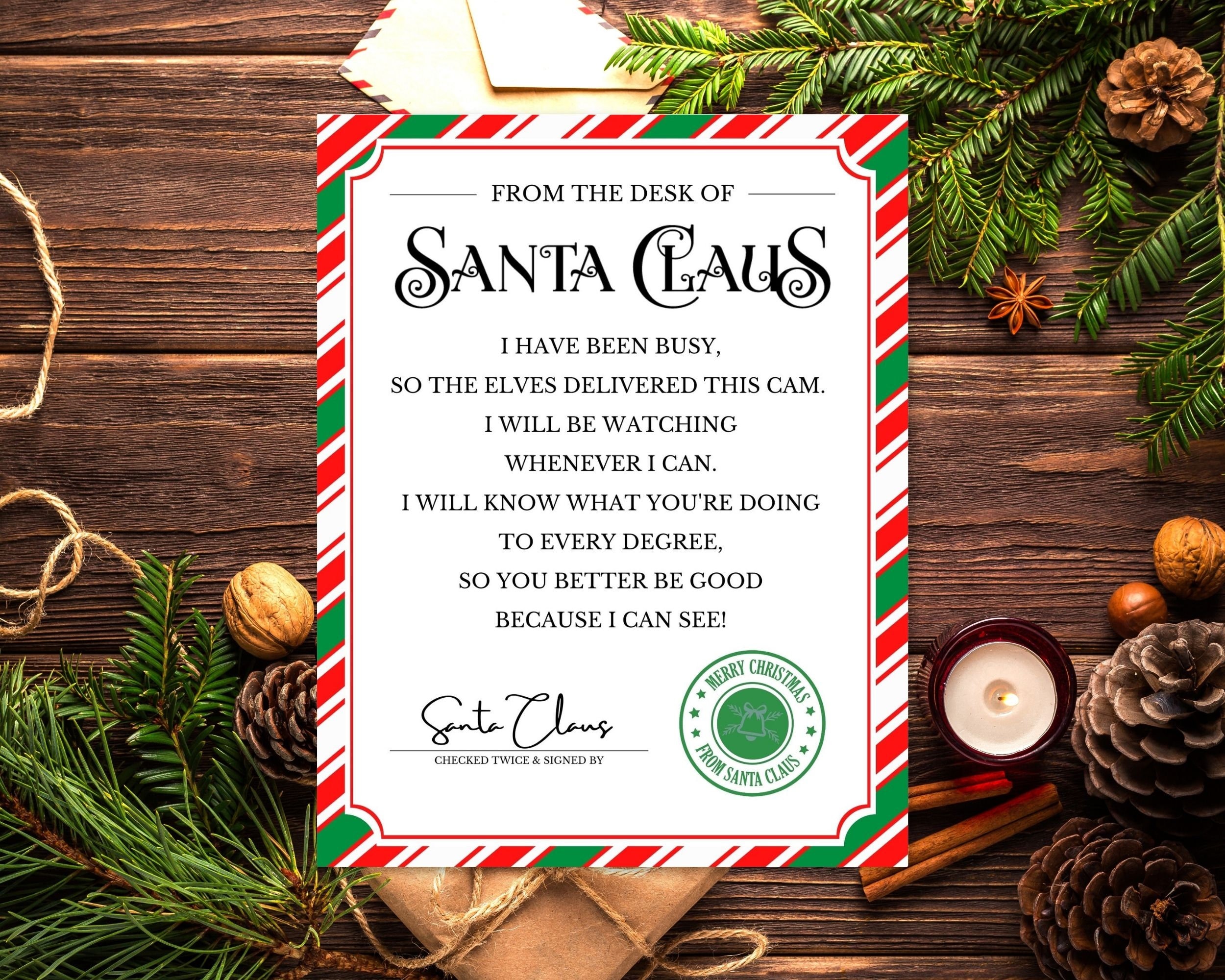 Santa Cam Letter Printable Letter From Santa From the Desk - Etsy