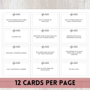 120 Date Idea Cards Printable | Date Night Cards | Valentines Day Gift ...
