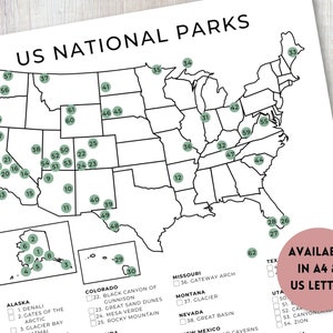 US National Parks Checklist Printable | 63 National Parks Poster ...
