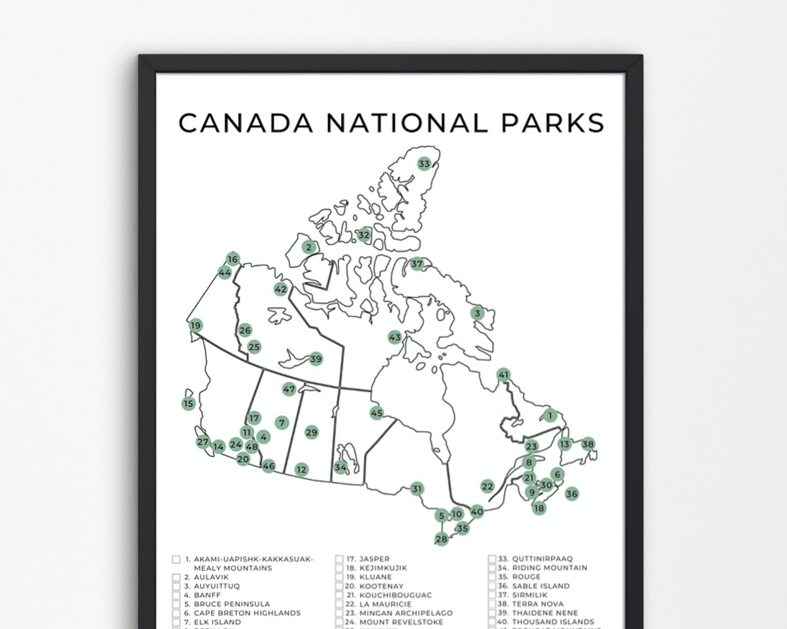 Canada National Park Checklist Printable Canada National - Etsy