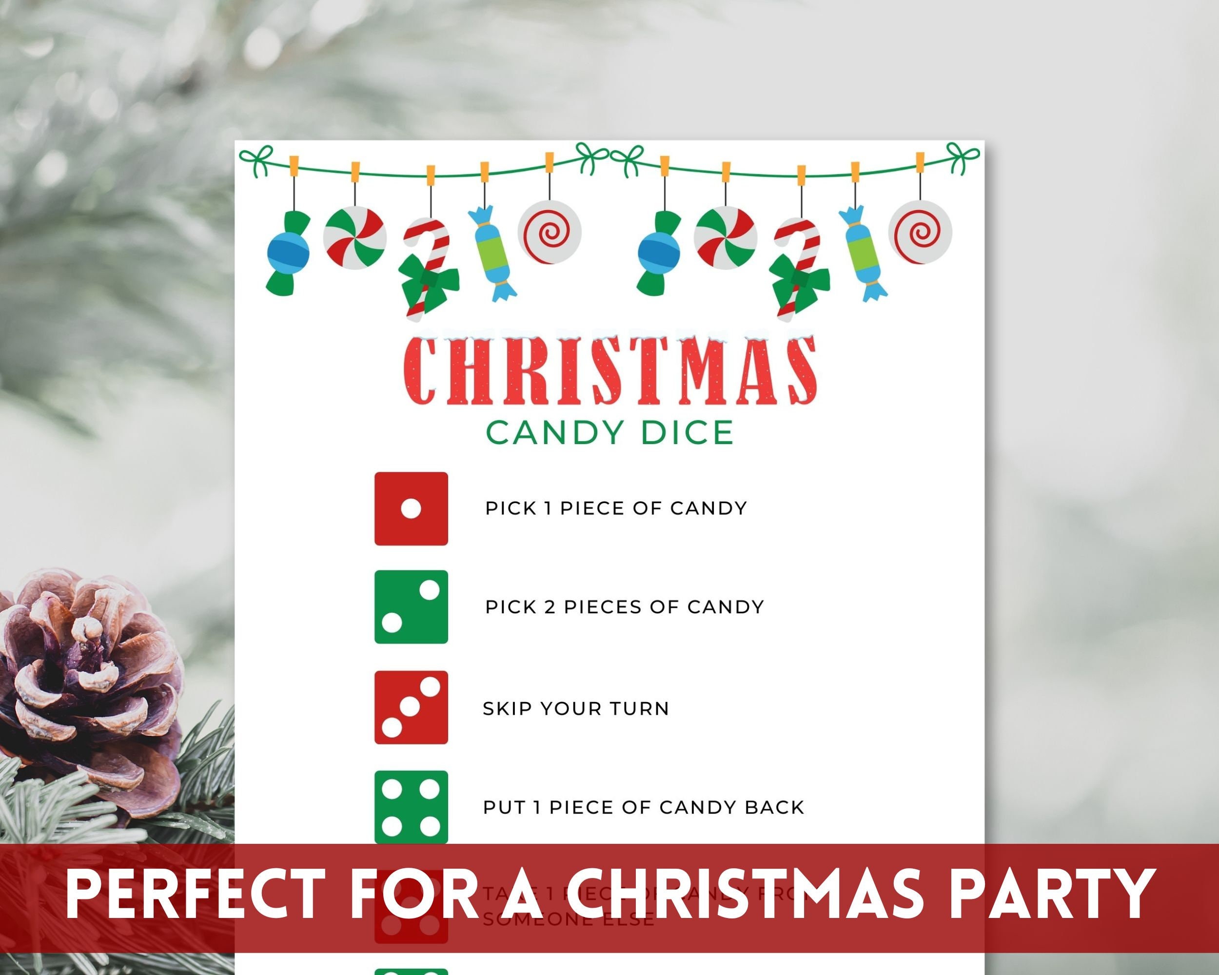 Christmas Candy Dice Printable Christmas Game for Kids - Etsy
