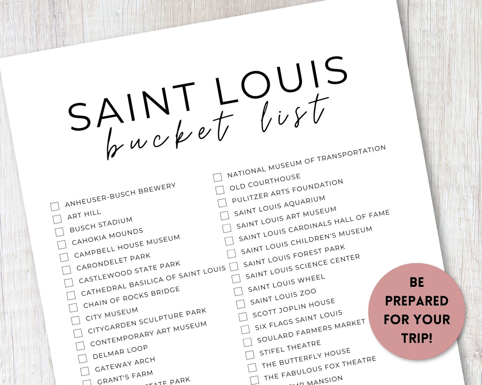 Saint Louis, Missouri Bucket List Printable | Travel Bucket List ...