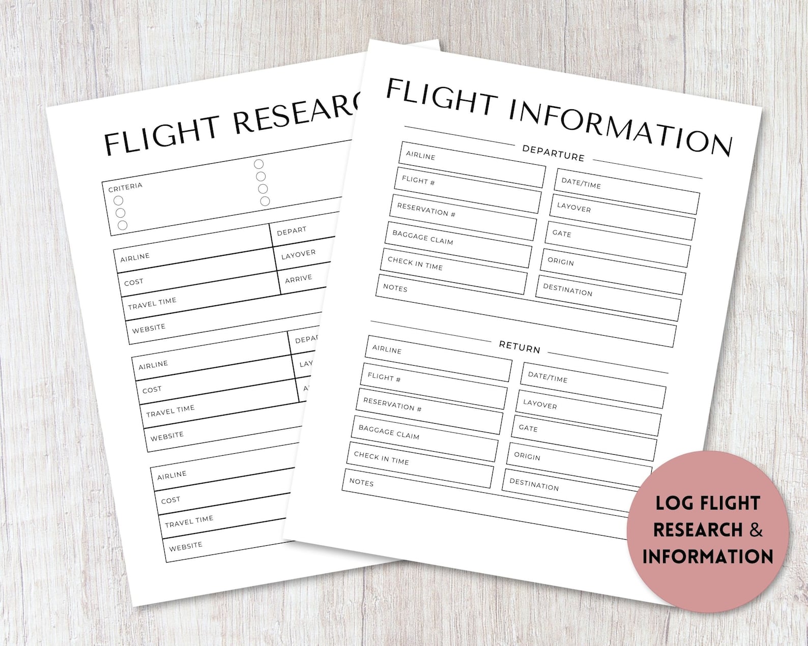 Editable Flight Planner Printable Flight Information Sheet - Etsy