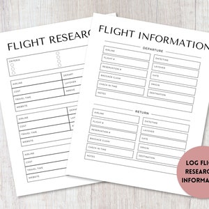 Editable Flight Planner Printable | Flight Information Sheet | Travel ...