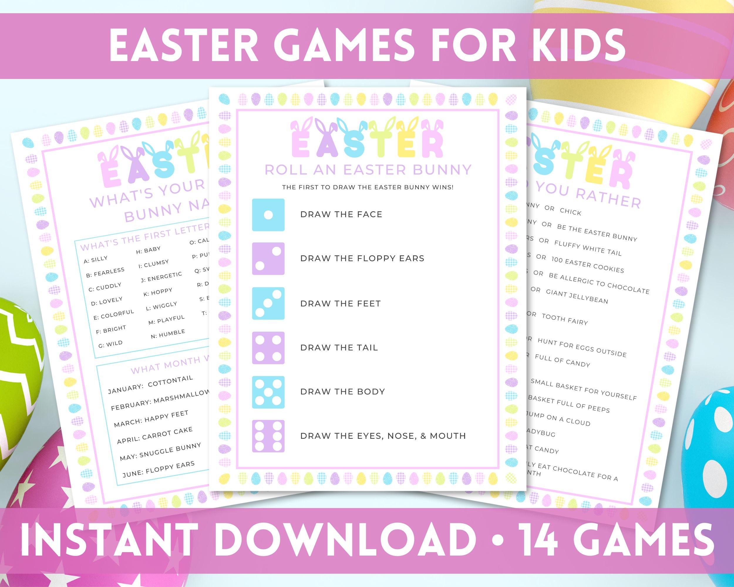 14 Easter Games for Kids Printable Family Game Activities Classroom ...