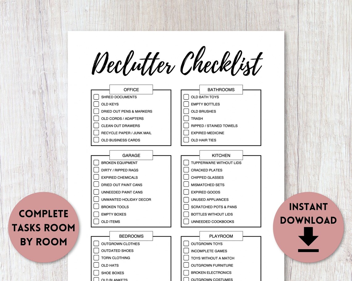 Editable Declutter Checklist Printable Editable Cleaning - Etsy