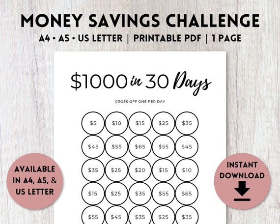 Money Savings Challenge Printable Savings Goal Tracker - Etsy