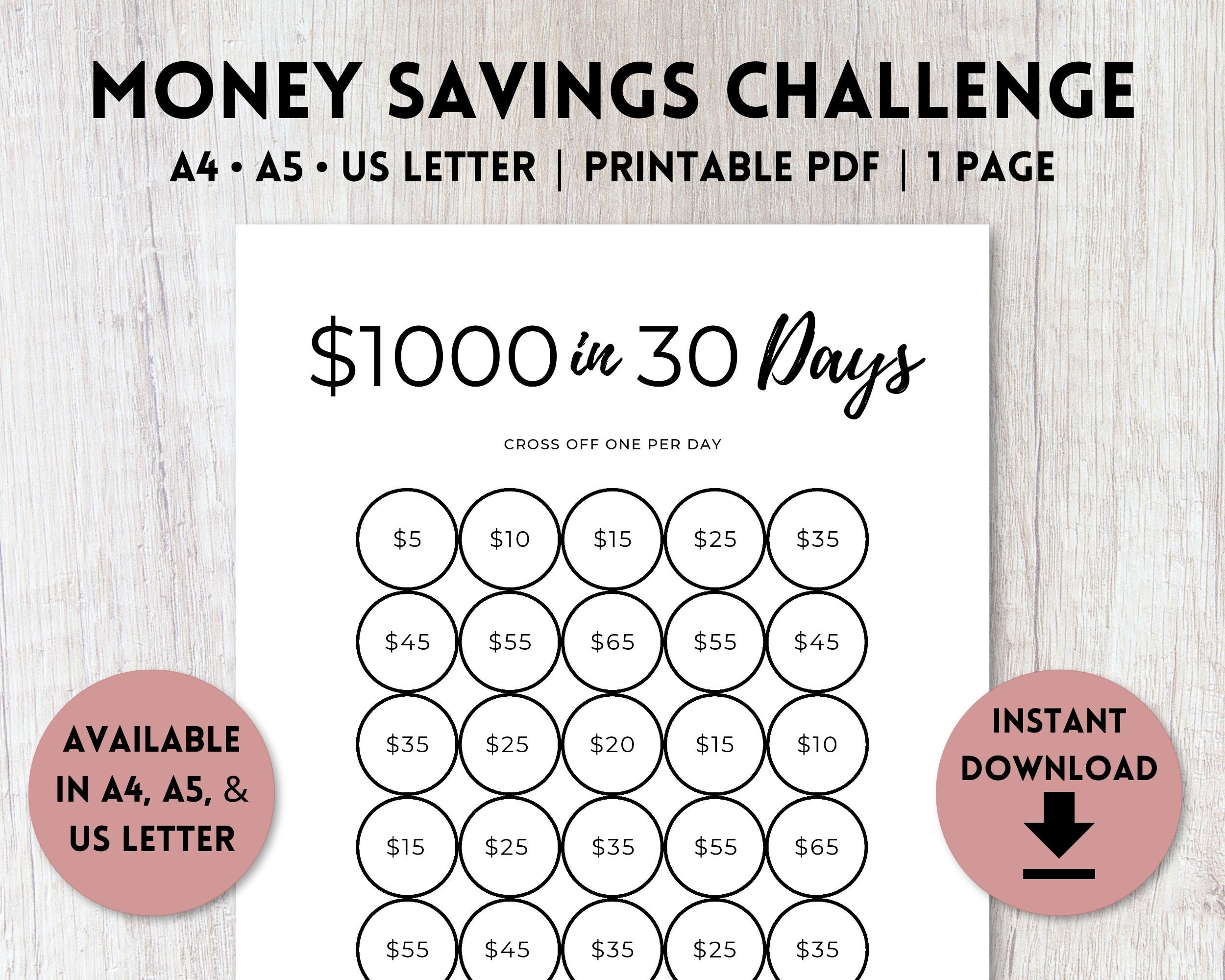 Money Savings Challenge Printable | Savings Goal Tracker | Money Goal ...