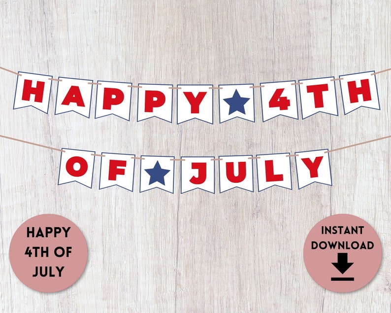 4th of July Banner Printable Independence Day Party - Etsy