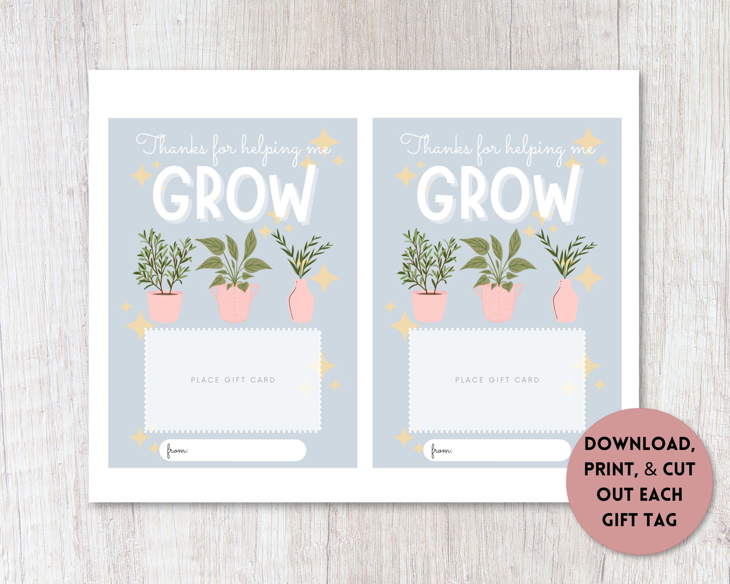 Gift Card Holder Printable | Plant Gift Tags | Grow Gift | Daycare ...