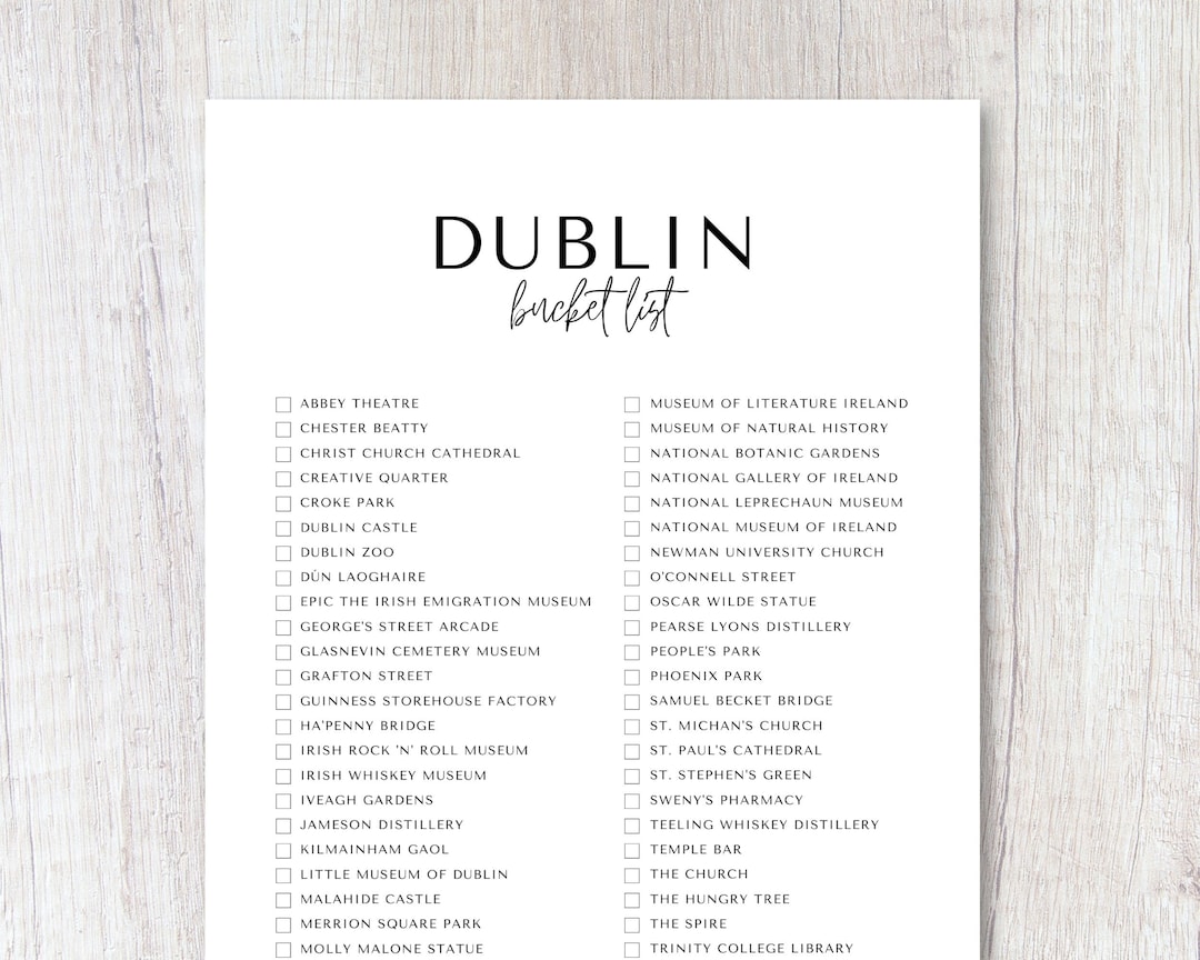 Dublin, Ireland Bucket List Printable Travel Bucket List Travel Planner ...
