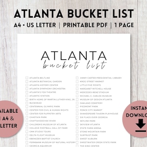 Atlanta, Georgia Bucket List Printable | Travel Bucket List | Travel ...