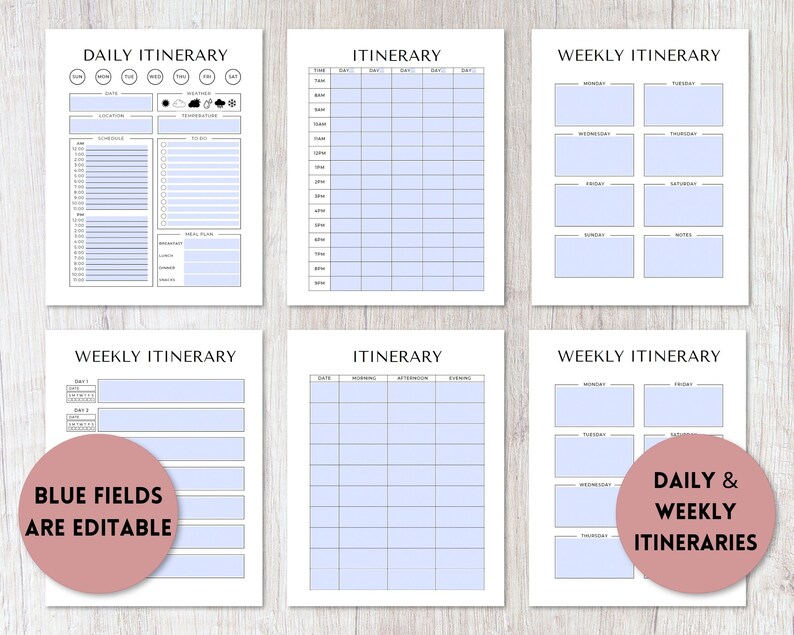 Editable Travel Planner Printable Vacation Itinerary - Etsy