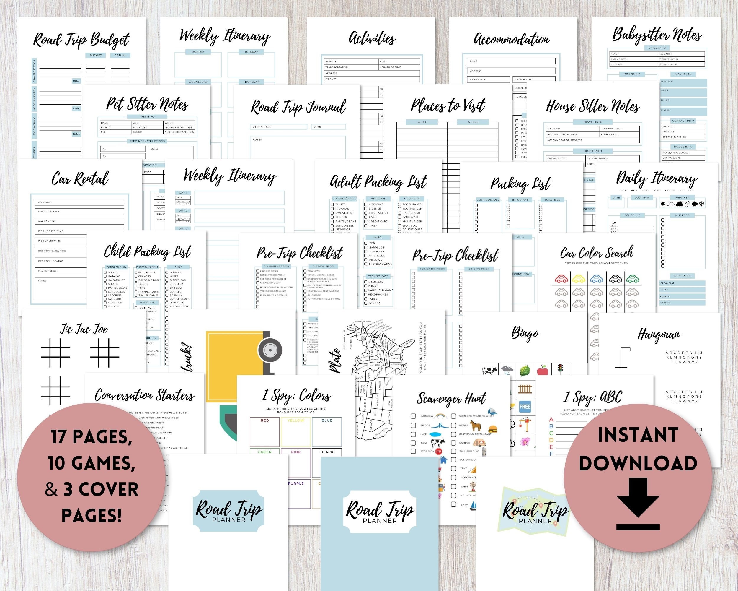 Road Trip With Kids Planner Bundle Printable Road Trip Kid - Etsy