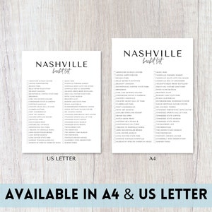 Nashville, Tennessee Bucket List Printable | Travel Bucket List ...