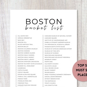 Boston, Massachusetts Bucket List Printable | Travel Bucket List ...