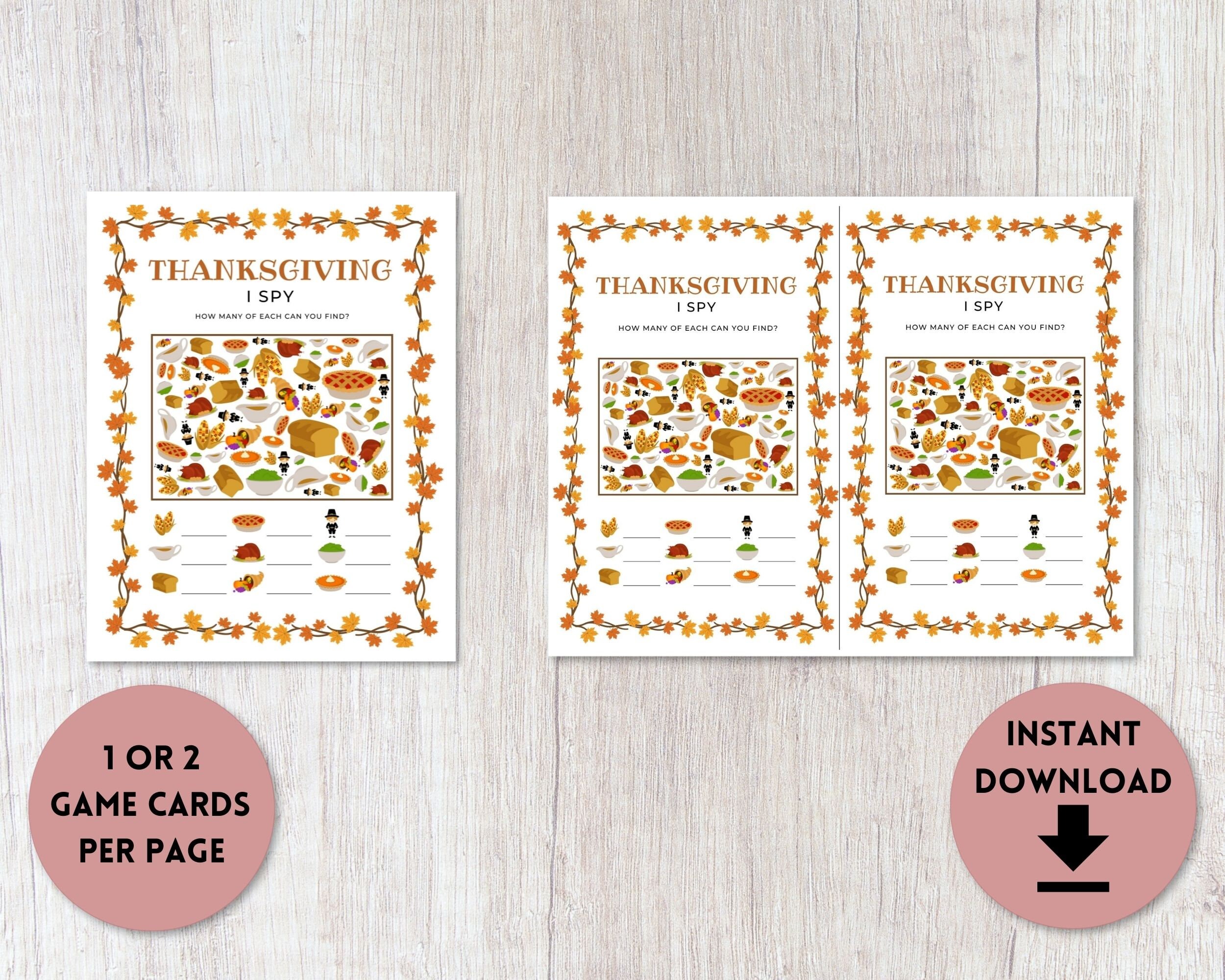 Thanksgiving I Spy Printable Thanksgiving Game for Kids - Etsy