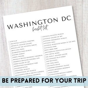 Washington DC Bucket List Printable | Travel Bucket List | Travel ...
