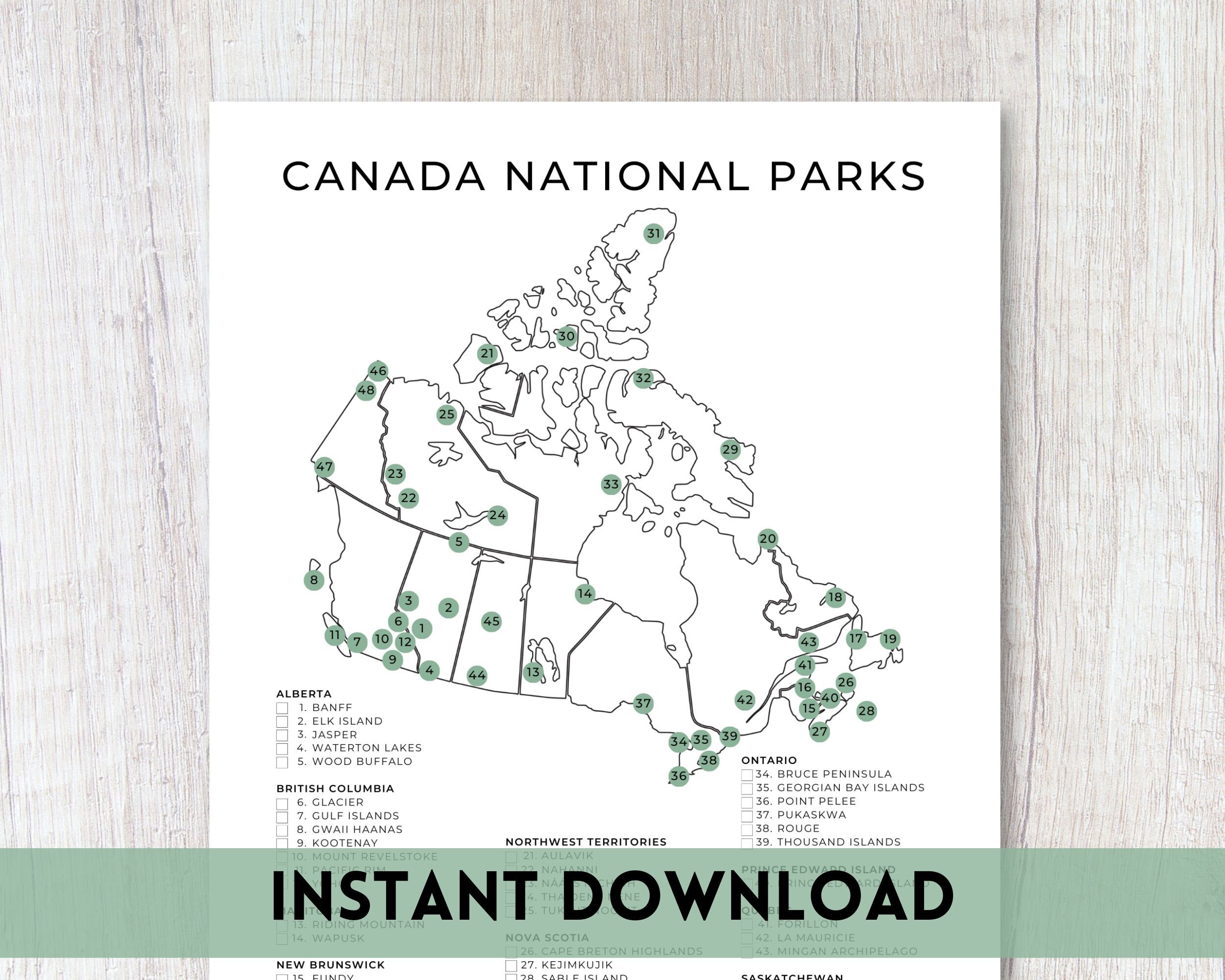 Canada National Park Checklist Printable | Canada National Parks ...