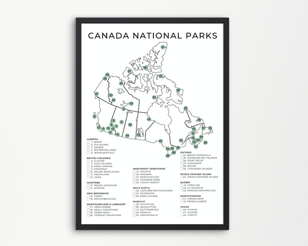 Canada National Park Checklist Printable | Canada National Parks ...