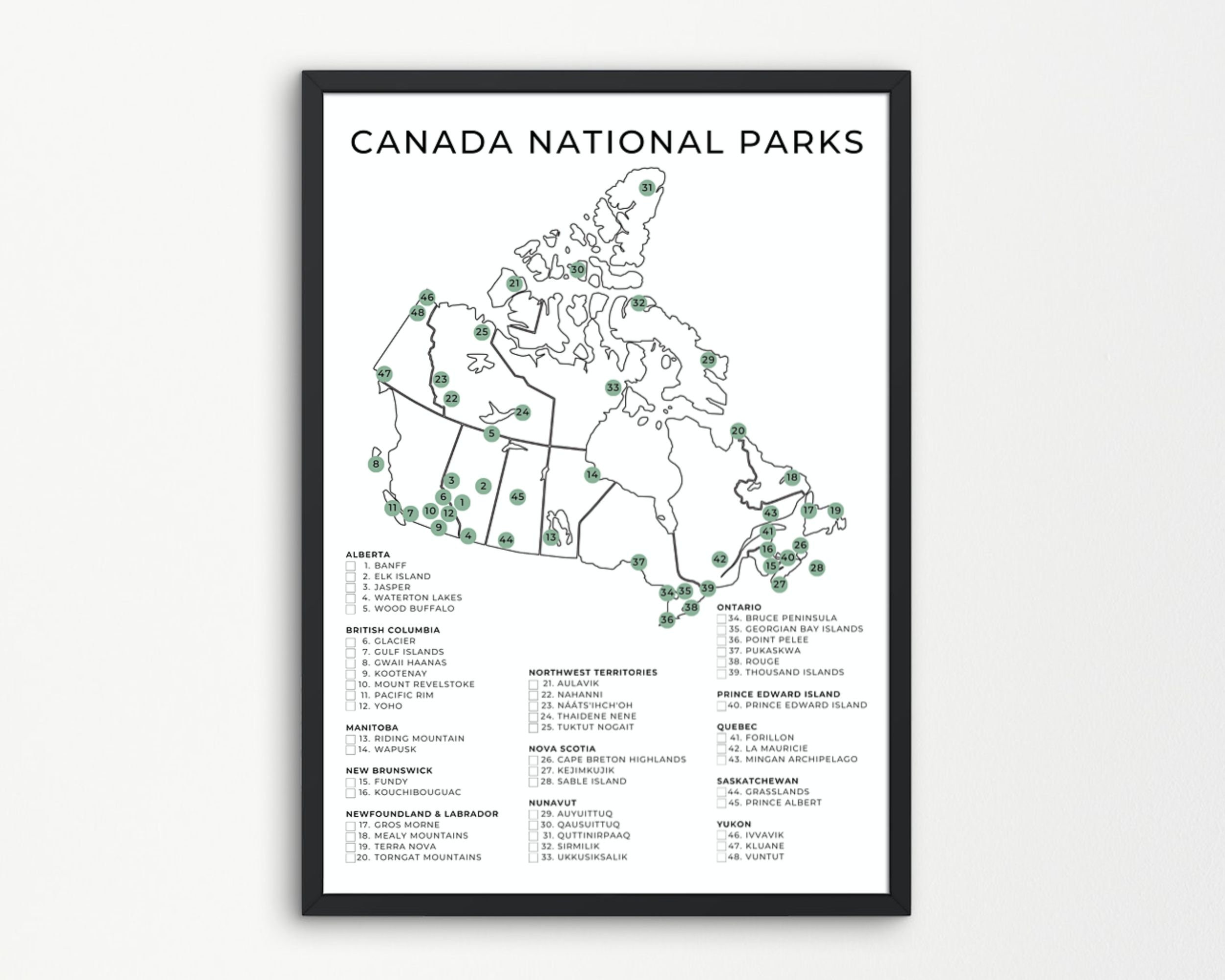 Canada National Park Checklist Printable Canada National Parks National ...