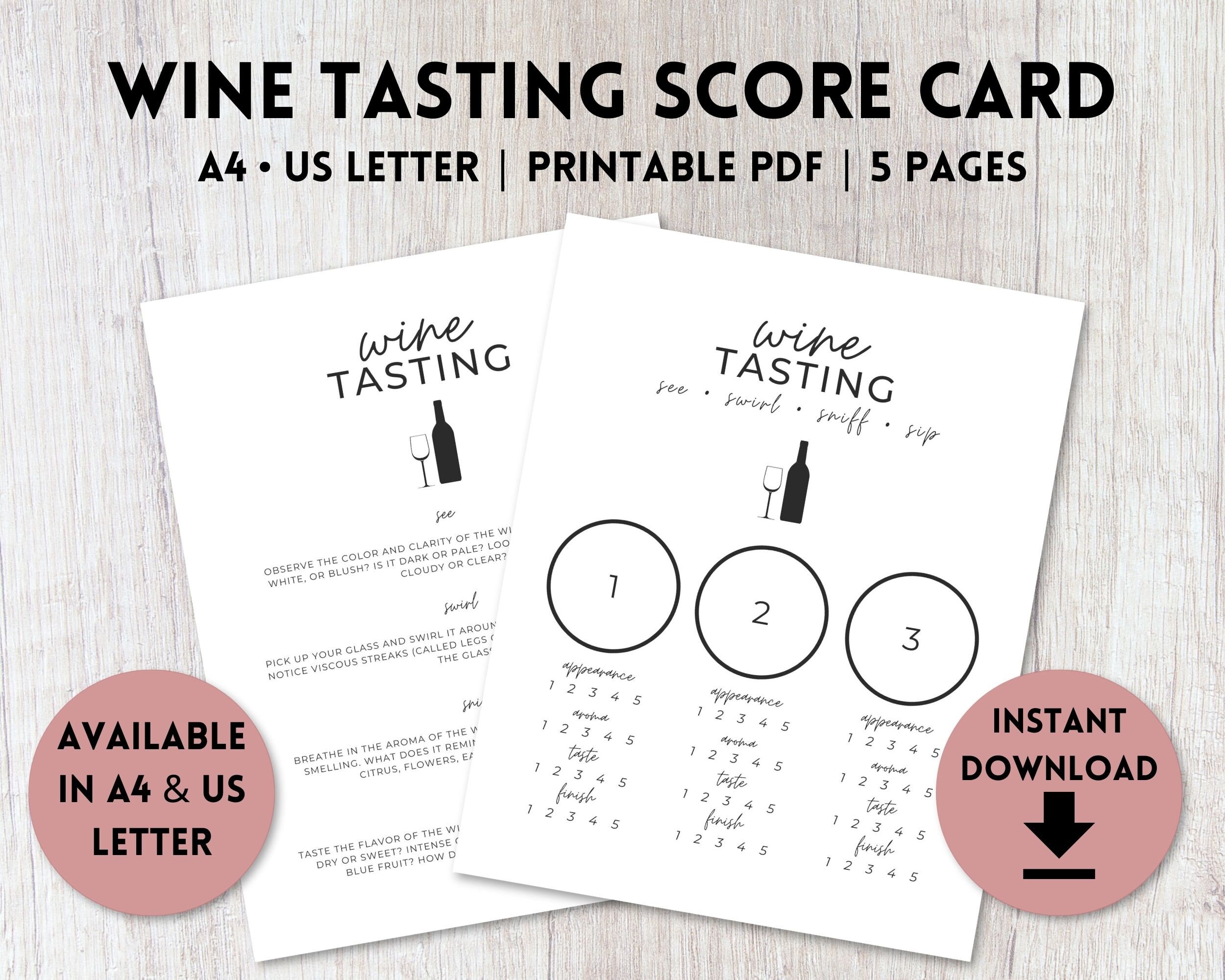 Wine Tasting Score Card Printable Wine Tasting Party Kit Wine Tasting ... Wine Tasting Score Card Printable Wine Tasting Party Kit Wine Tasting ...