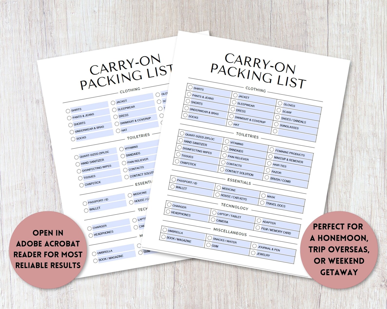Editable Packing List Bundle Printable Travel Packing List - Etsy