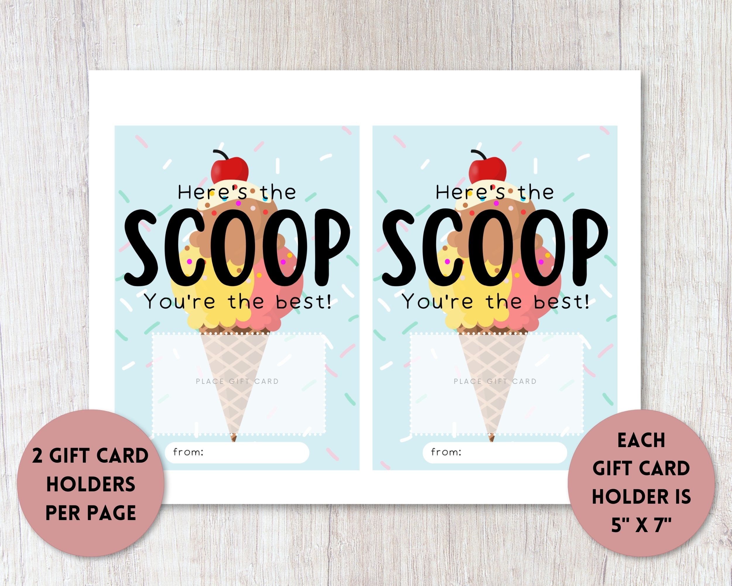Ice Cream Gift Card Holder Printable | Here's the Scoop | Daycare ...