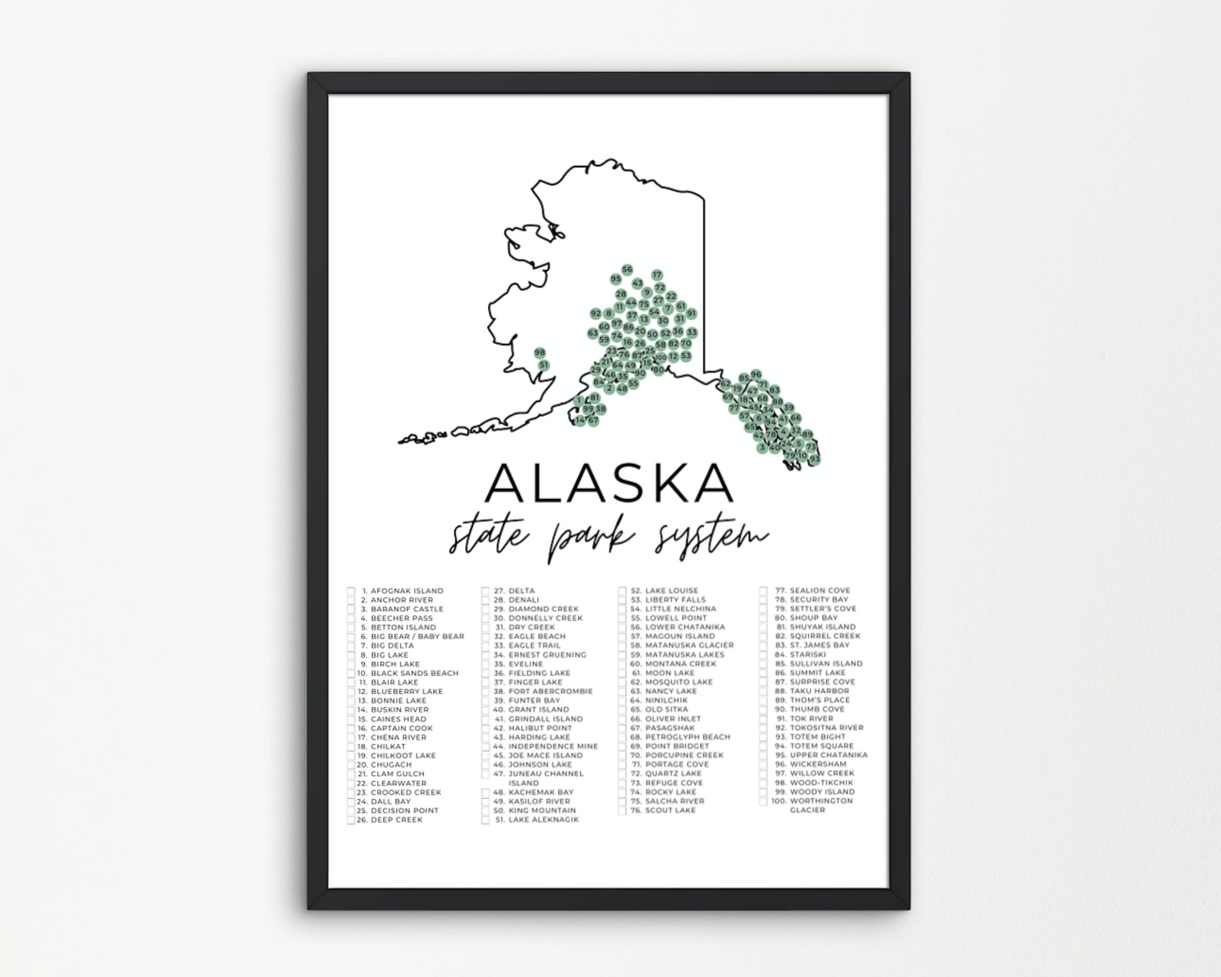 Alaska State Park Map Printable State Park Checklist State Parks Check ...