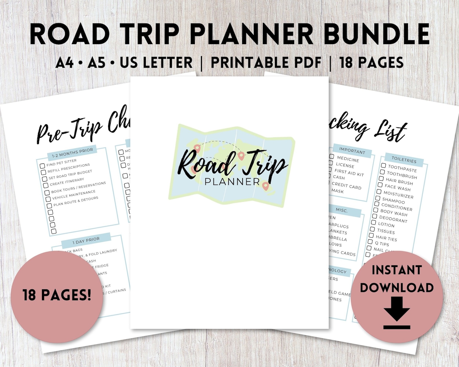 Road Trip Planner Bundle Printable PDF Road Trip Template - Etsy Australia