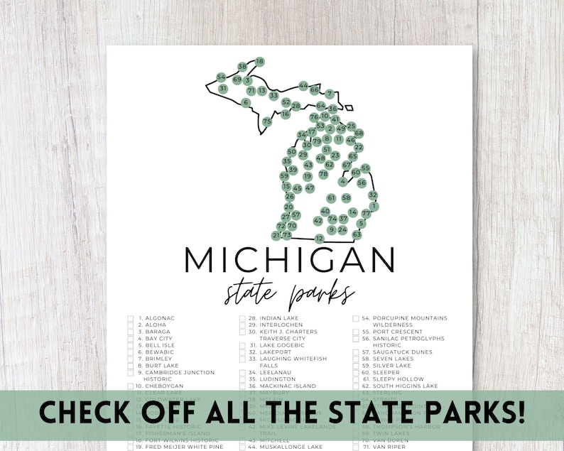 Michigan State Park Map Printable | State Park Checklist | State Parks ...