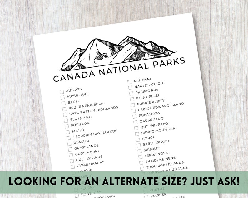 Canada National Park Checklist Printable | Canada National Parks ...