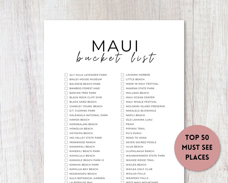 Maui, Hawaii Bucket List Printable | Travel Bucket List | Travel ...