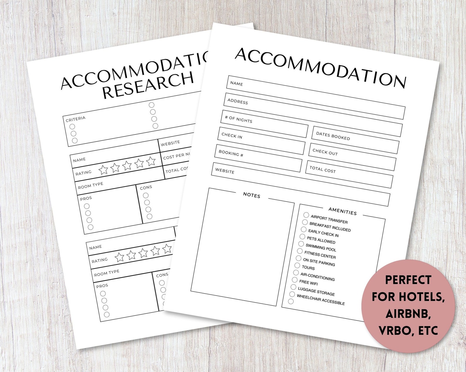 Editable Accommodation Planner Printable | Accommodation Template ...