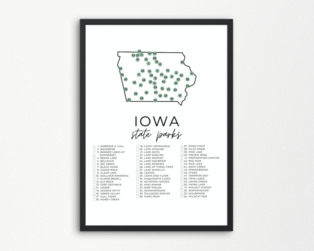 Iowa State Park Map Printable | State Park Checklist | State Parks ...