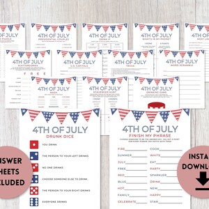 4th of July Adult Games Bundle Printable | Independence Day Games ...