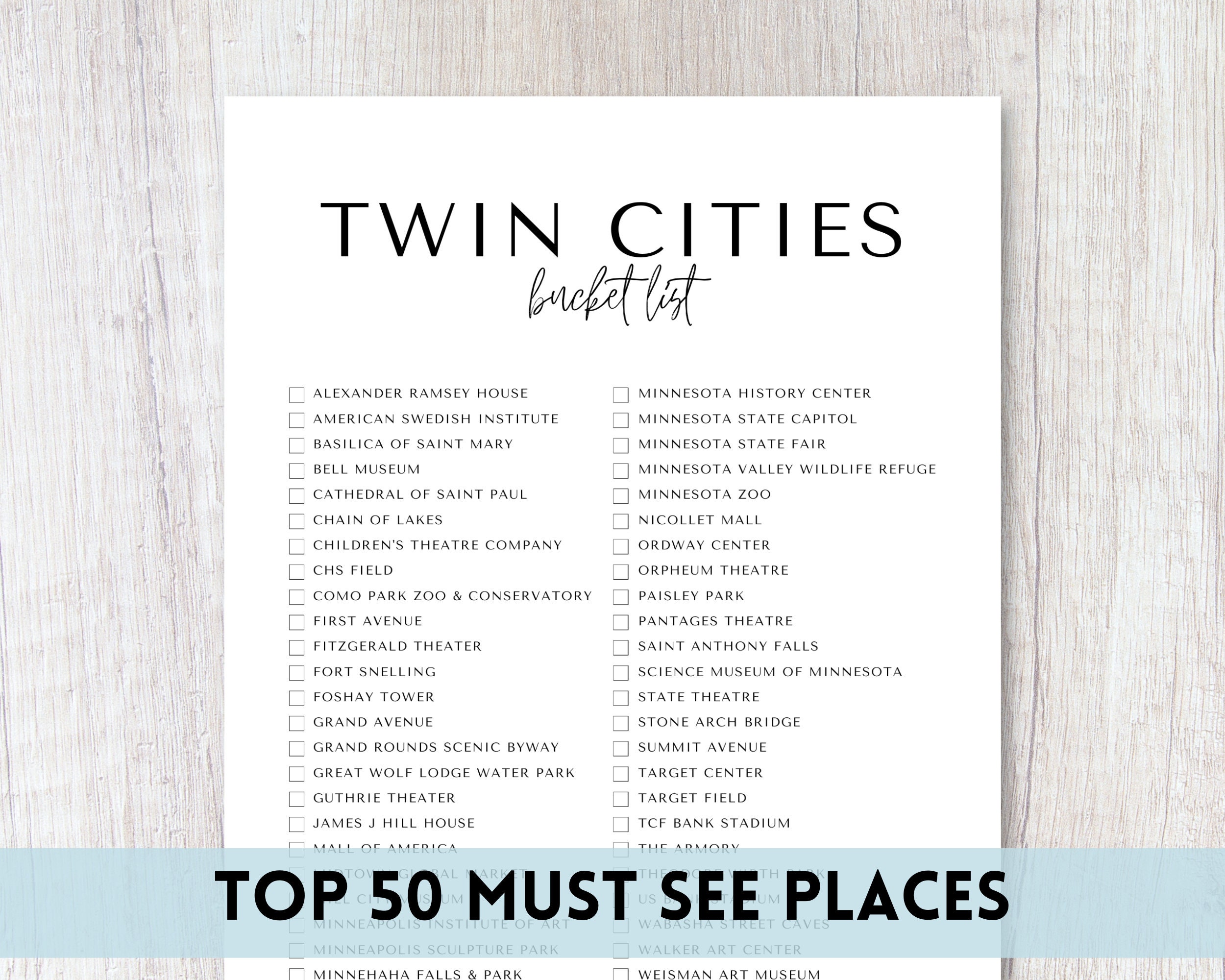 Twin Cities, Minnesota Bucket List Printable | Minneapolis, Saint Paul ...