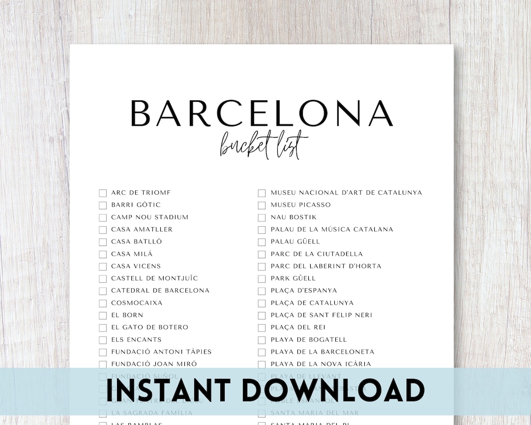 Barcelona, Spain Bucket List Printable | Travel Bucket List | Travel ...