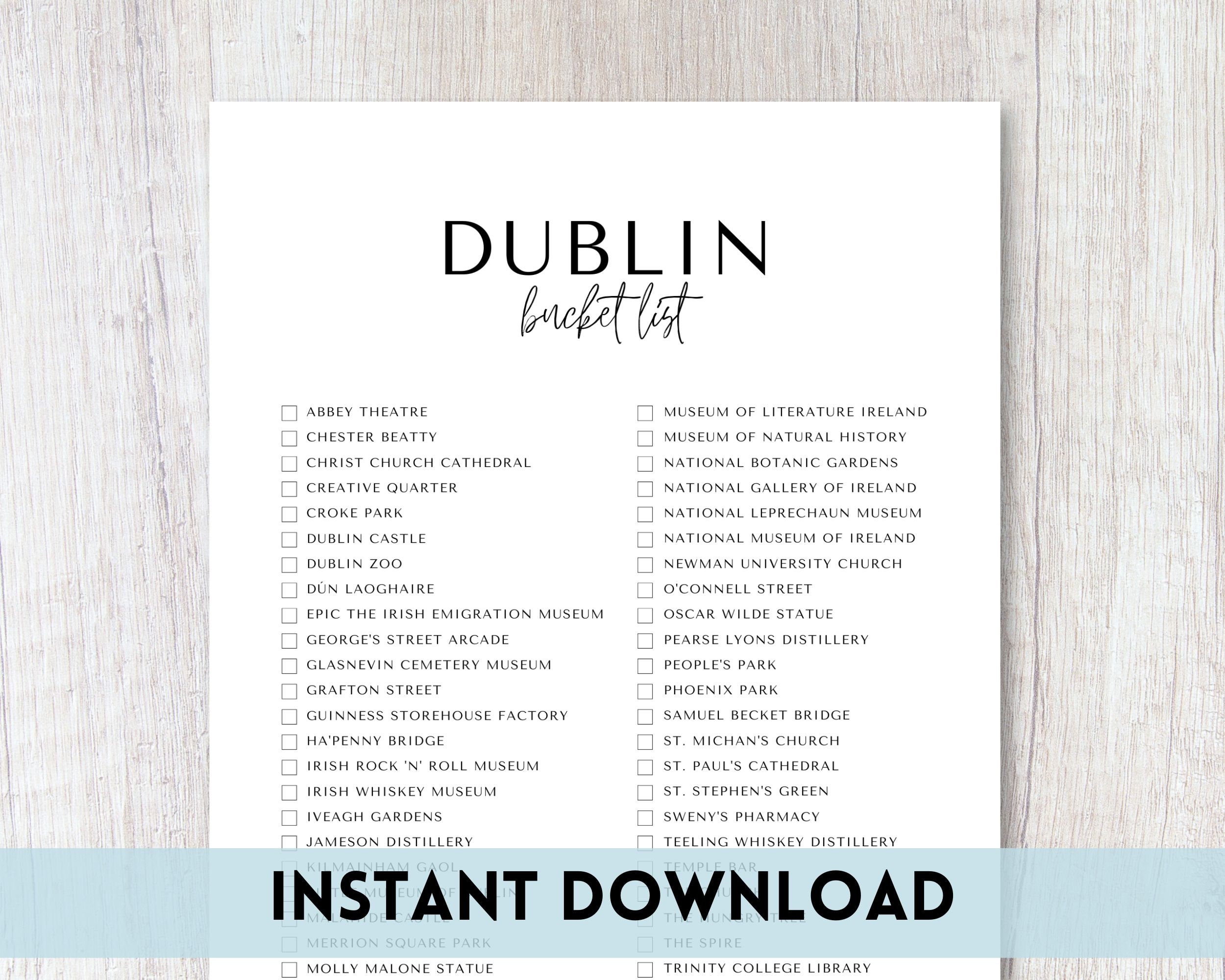Dublin, Ireland Bucket List Printable | Travel Bucket List | Travel ...
