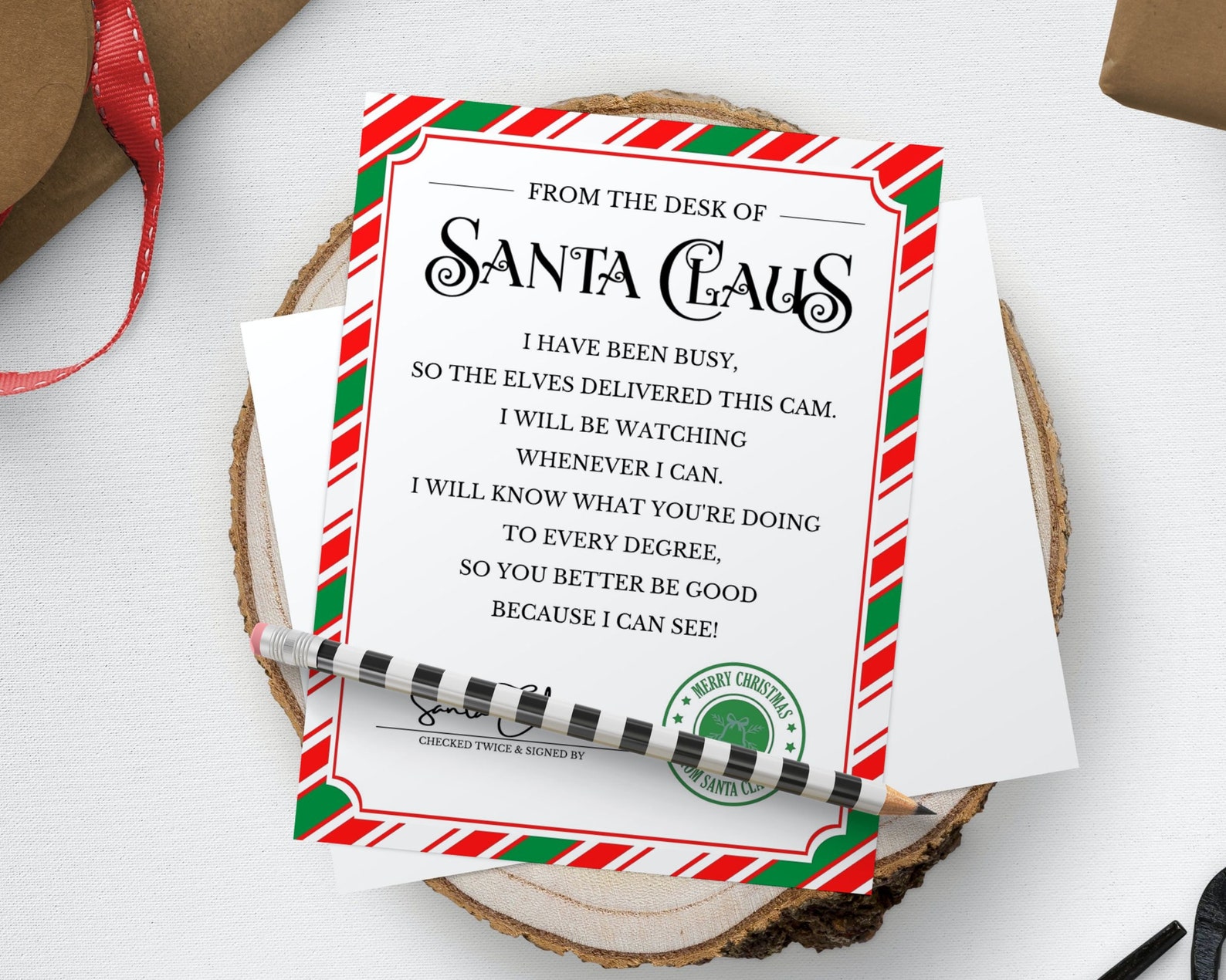 Santa Cam Letter Printable | Letter From Santa | From the Desk of Santa ...