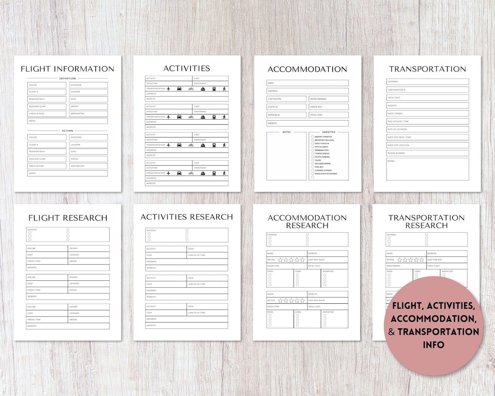 Editable Travel Research Printable Car Rental Template - Etsy