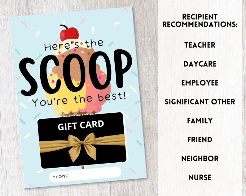 Ice Cream Gift Card Holder Printable | Here's the Scoop | Daycare ...