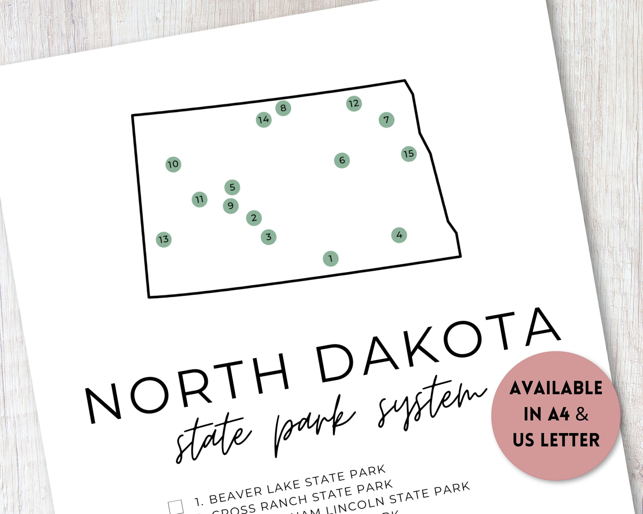 North Dakota State Park Map Printable | State Park Checklist | State ...