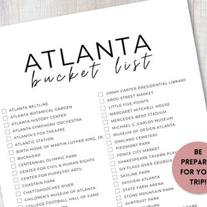 Atlanta, Georgia Bucket List Printable | Travel Bucket List | Travel ...