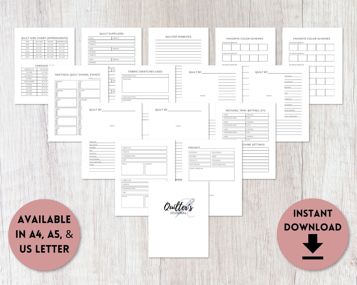 Quilting Journal Printable Sewing Planner Printable - Etsy